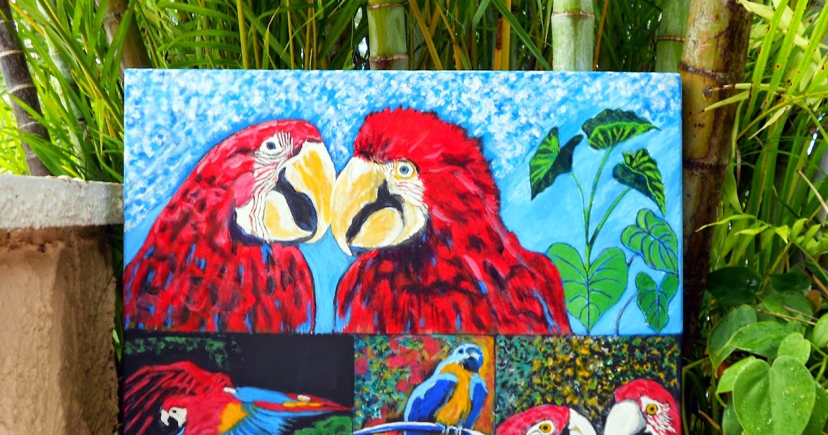 Brushworks by Monte: Parrot Painting - Acrylic on Canvas 16 x 20 ...