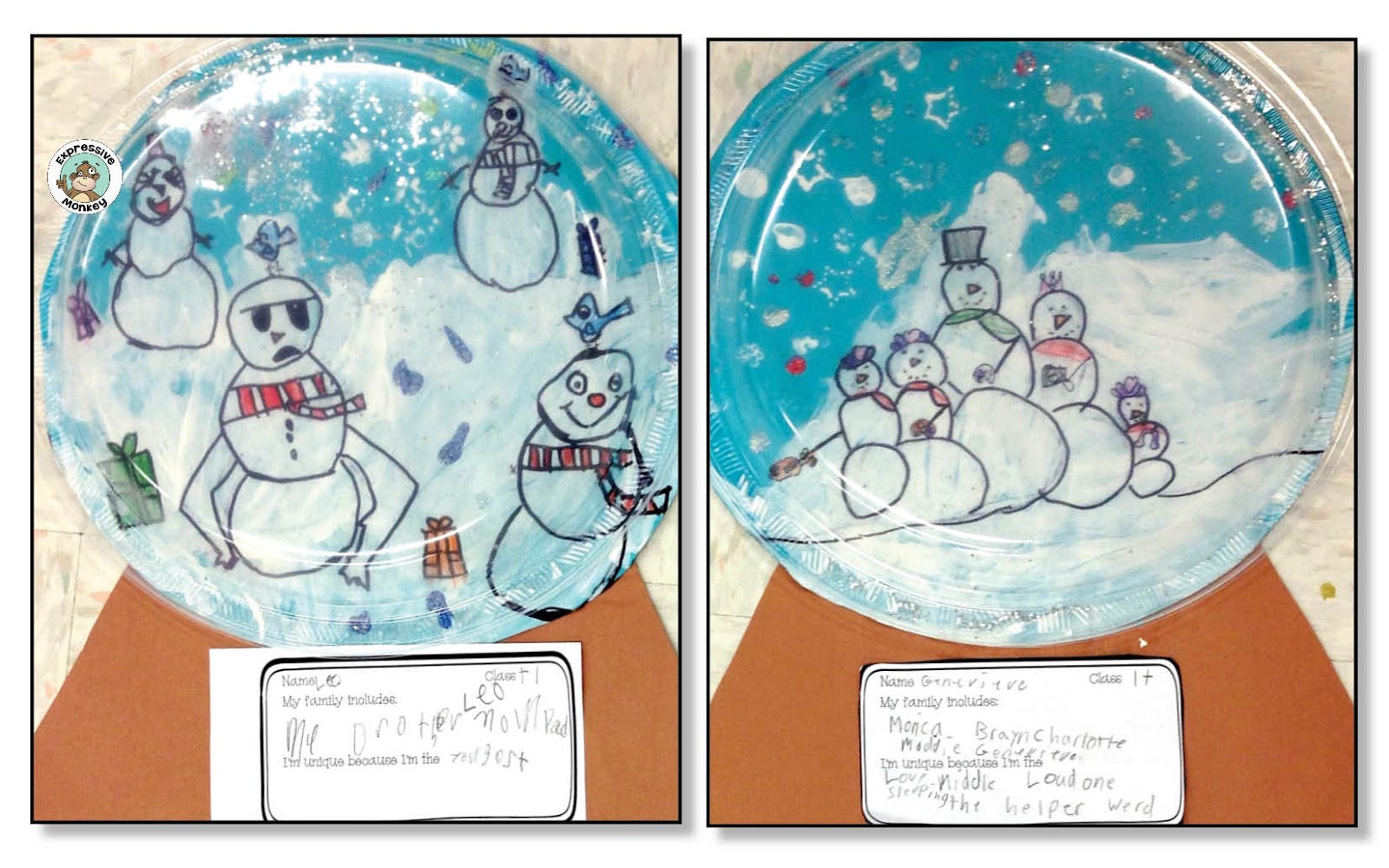 Family Portrait Drawing in Snow - Expressive Monkey