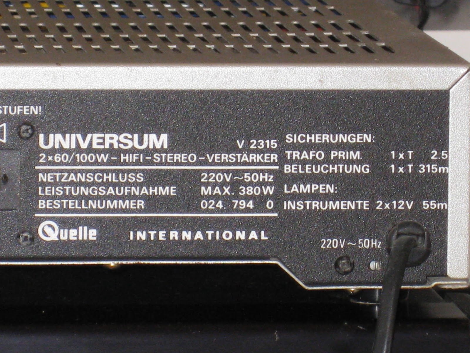 Infrequent Sound [sex.tex] technology: Universum System Hifi 7500 SL (V ...