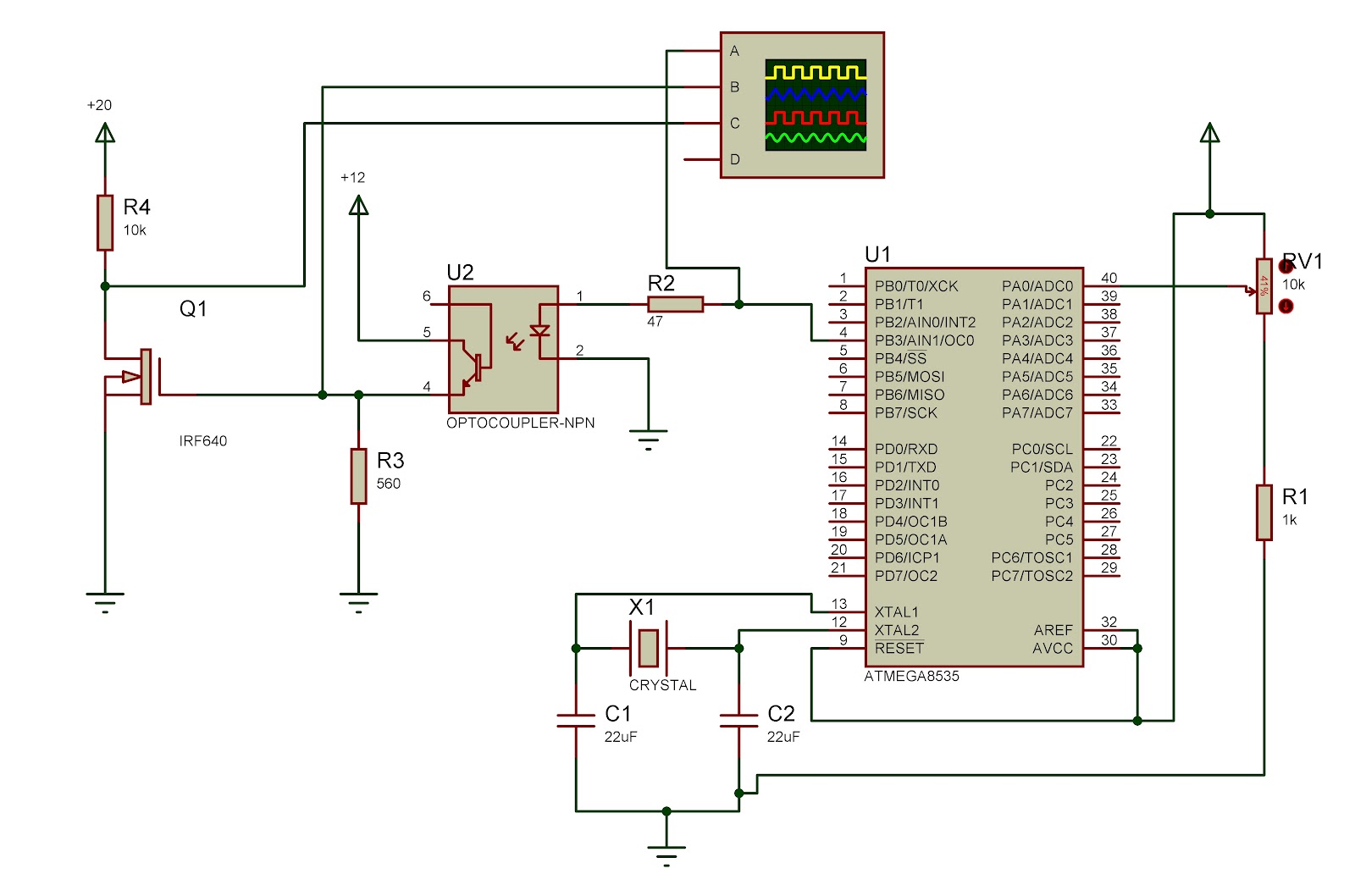 Keyurs Way Irf 640 And Irf Z44 Triggering With Avr Microcontrollerproteus Simulation