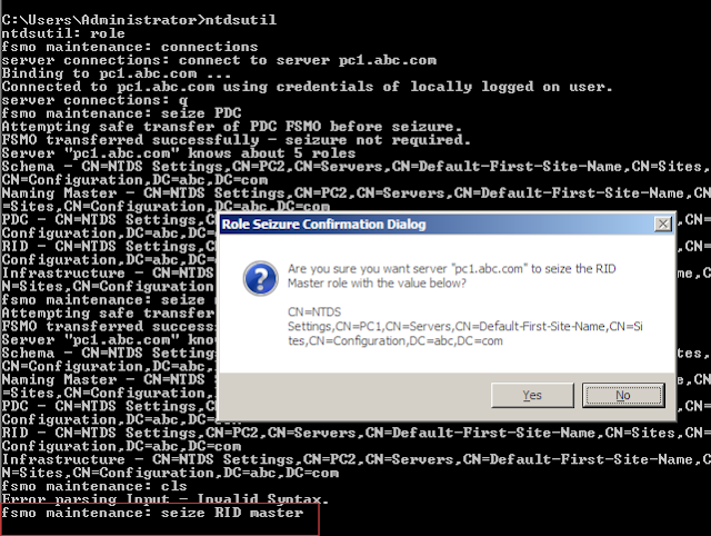 Practical Manual for IT/ Network Support Engineers: SEIZING THE FSMO ROLE