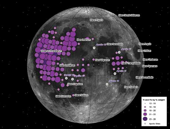 Lunar Pioneer: New map of lunar titanium and Iron presented