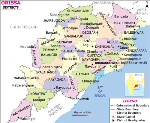 Map Of India: Orissa-district-map