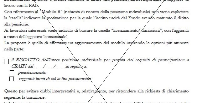 CRAIPI : CHIARIMENTI SUL "MODULO R" (RISCATTO) E REGIME FISCALE ...
