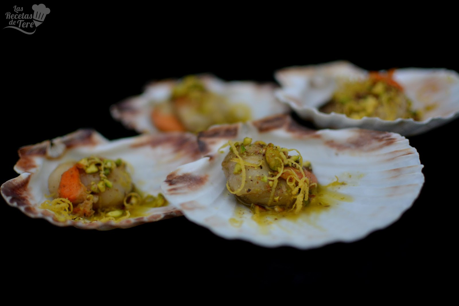 Vieiras a la plancha con aceite de pistachos. - Las Recetas de Tere