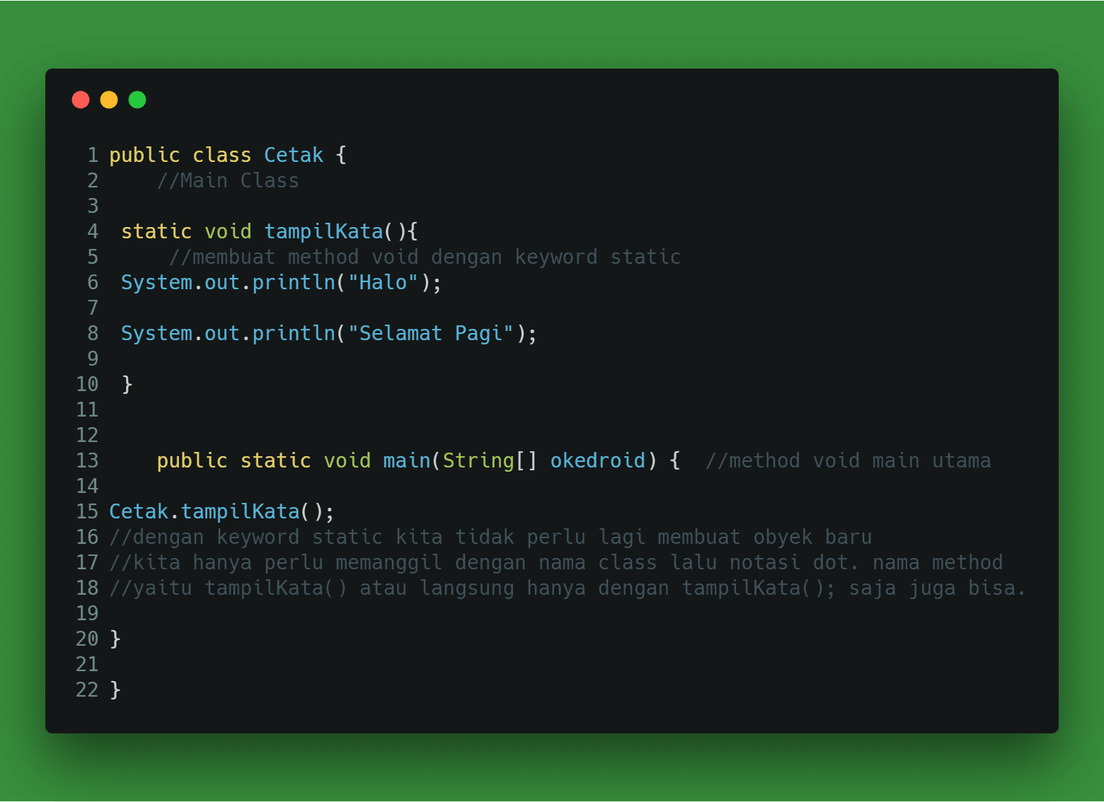 Belajar Mengenal Keyword Static Pada Bahasa Pemrograman Java - Java Media Kita