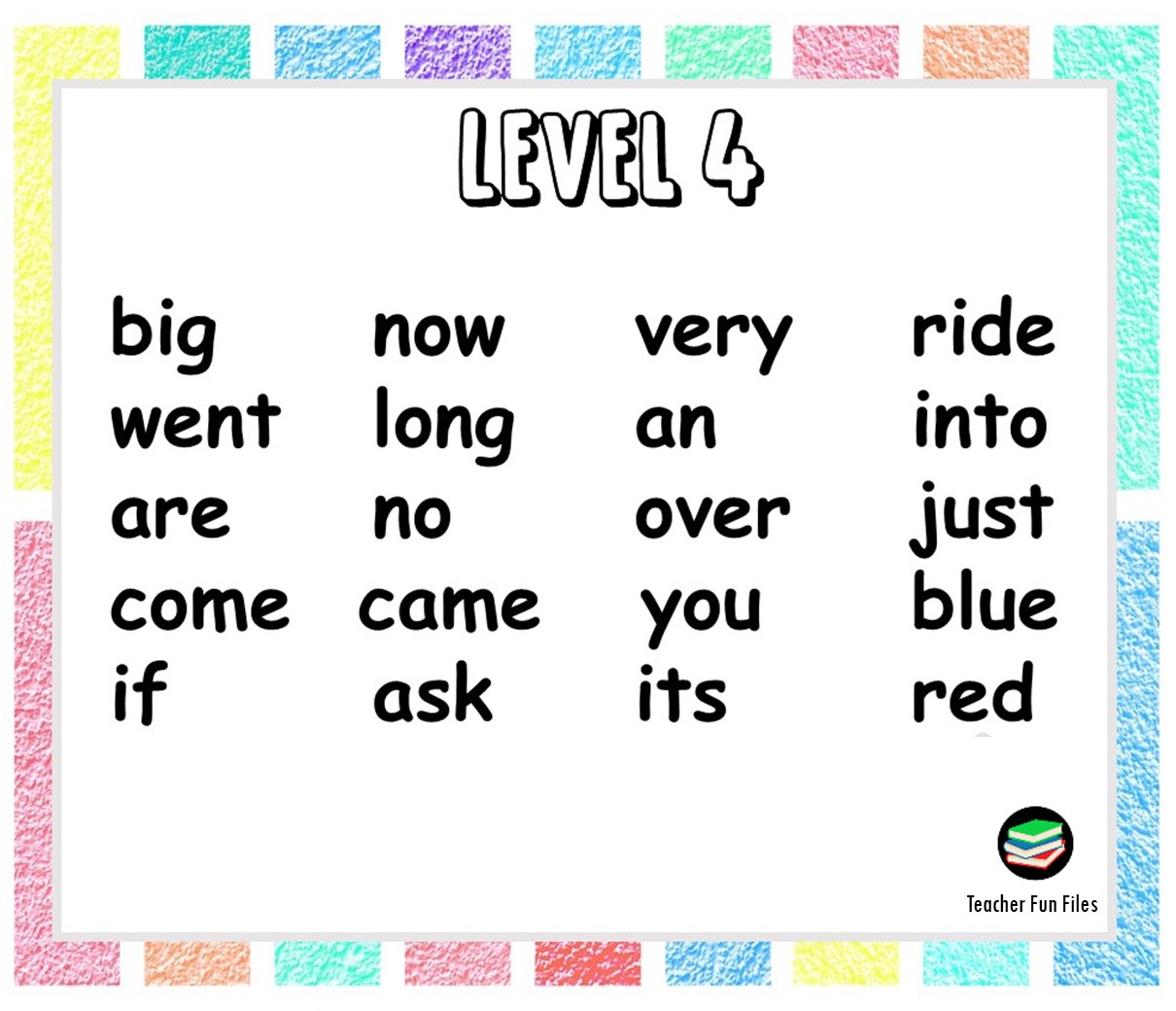 Teacher Fun Files: Basic Sight Words Easy to Difficult Level