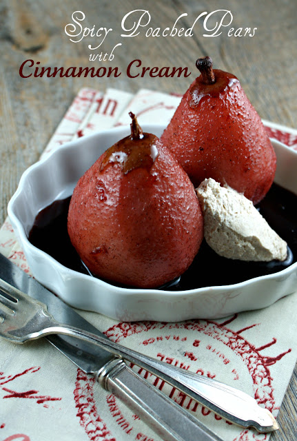 Authentic Suburban Gourmet: Spicy Poached Pears with Cinnamon Cream