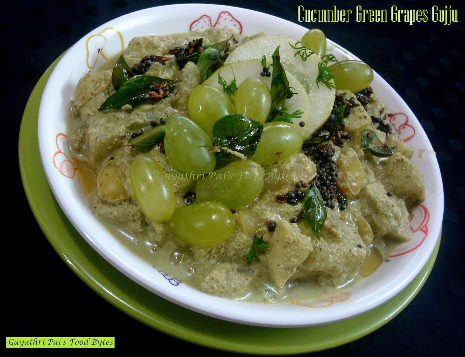 Gayathri Pai's Food Bytes: Cucumber ~ Green Grapes Gojju.