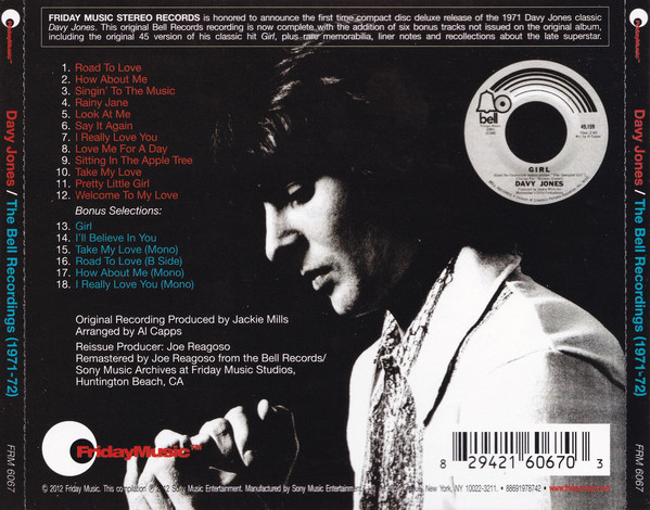 Pop On The Run: Davy Jones - The Bell Recordings 1971-72 (2012 Friday ...