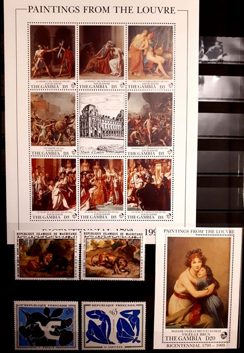 Stamps and albums for sale: Louvre paintings stamps