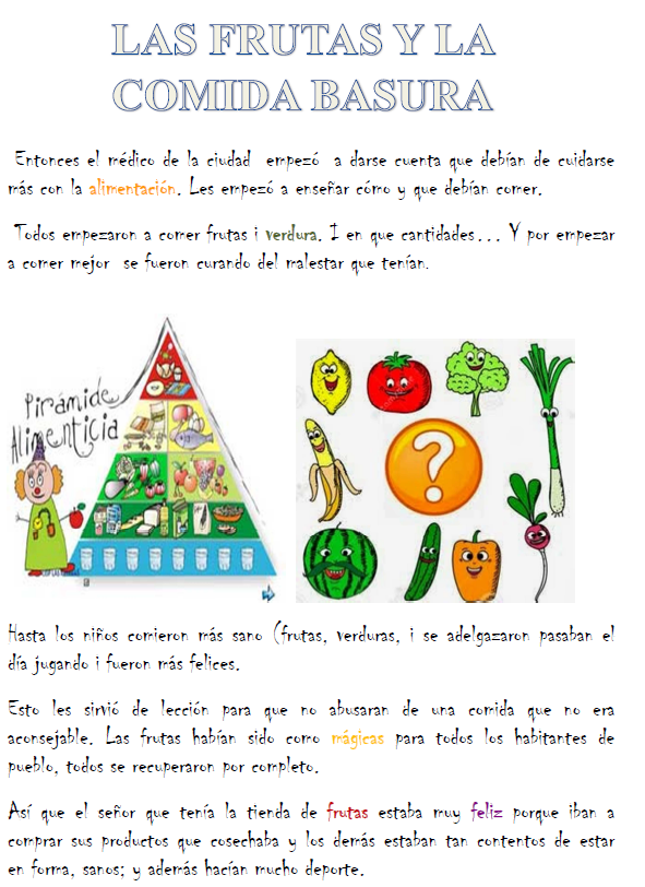 TRATEMOS LA OBESIDAD INFANTIL: EL CUENTO DE LA FRUTA Y LA COMIDA BASURA