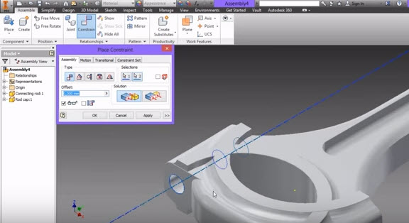 วิธีการเขียนชิ้นส่วน 3D ประกับก้านสูบเพลาข้อเหวี่ยงชองเครื่องยนต์ V12 ...
