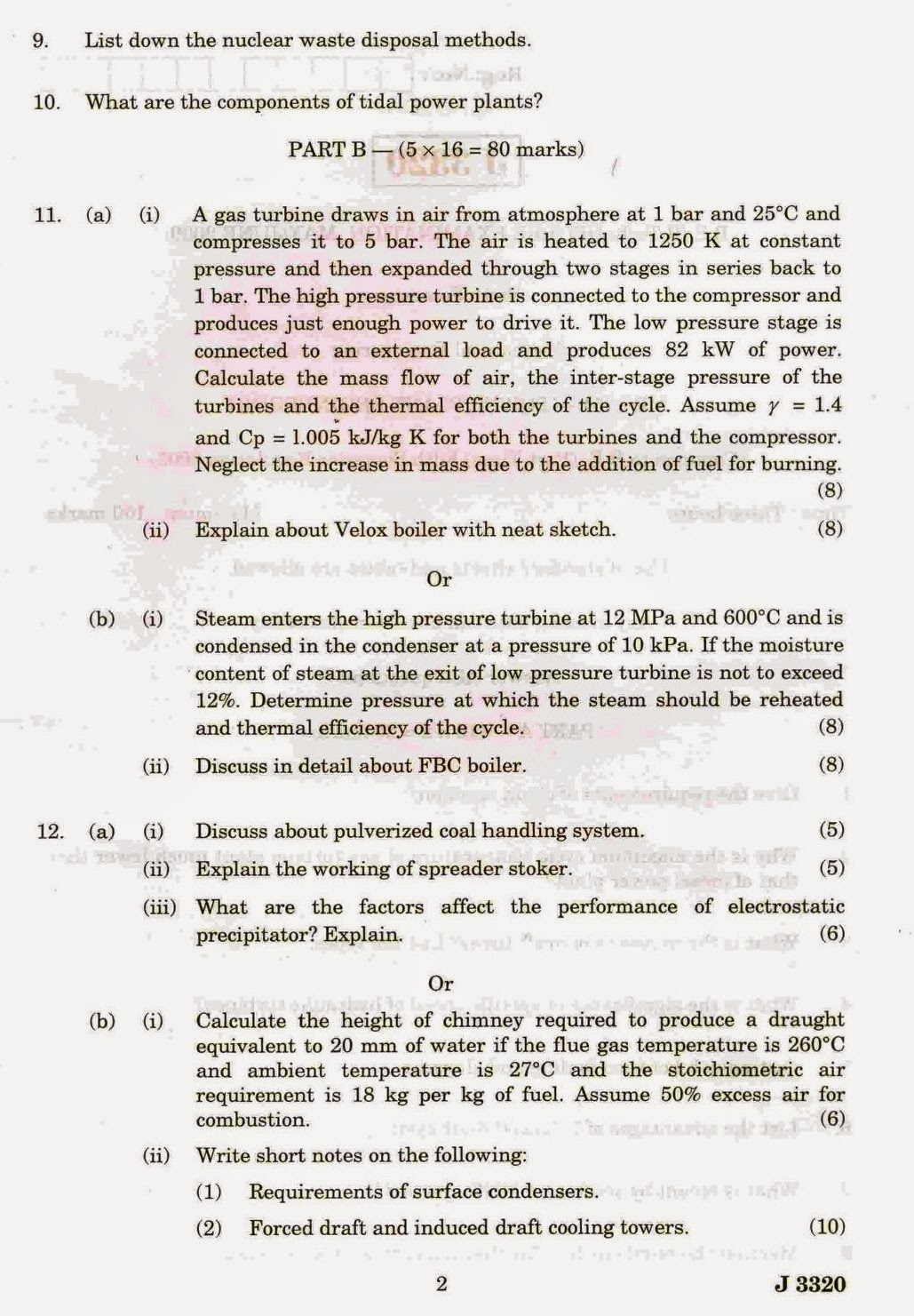 ME 1354 Power Plant Engineering: Anna University B.E MECH May June 2009 ...