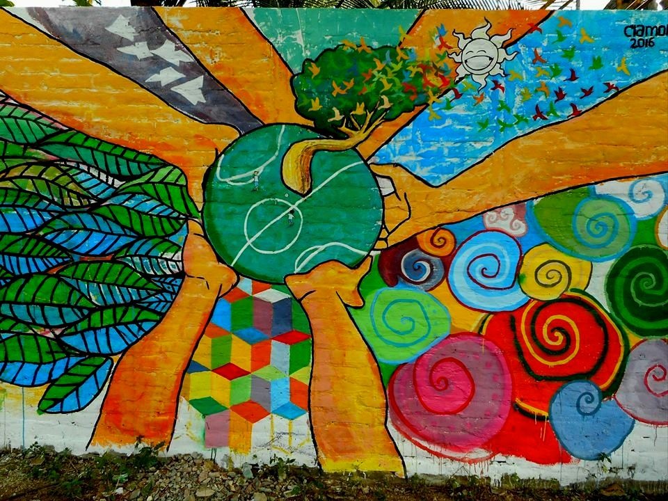 Mural participativo 100% Trabajo en equipo y cooperacion