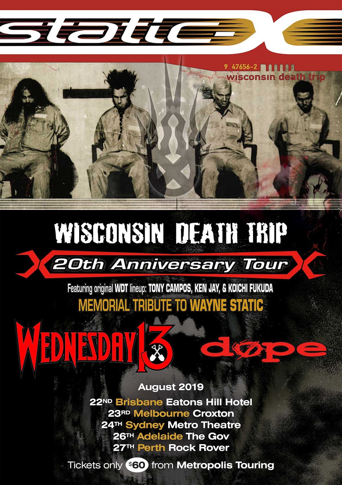 STATIC-X - Announce Australian Wisconsin Death Trip 20th Anniversary Tour