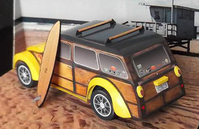 1956 Volkswagen Beetle Custom Woody Wagon Paper Model | Paperized Crafts