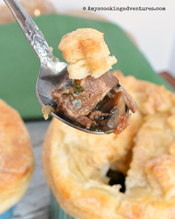 Beef Stew Pot Pie with Homemade Puff Pastry Topping #piday