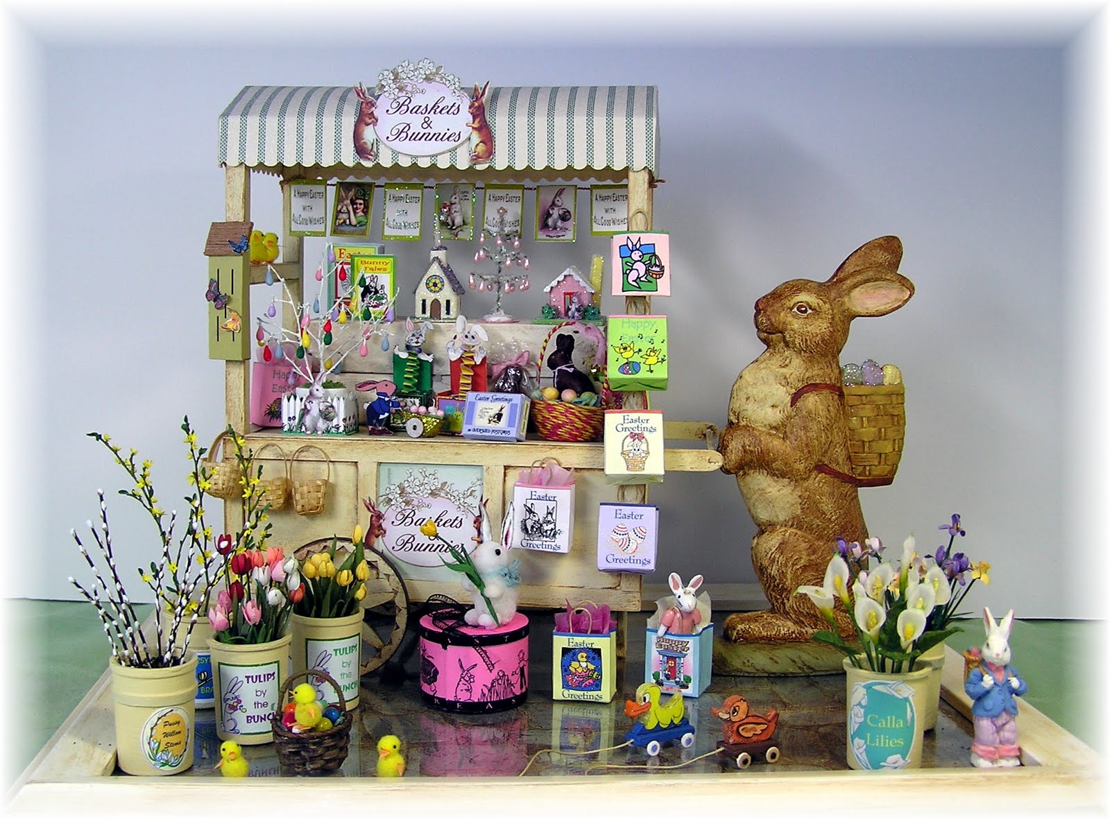 DYI DOLLHOUSE MINIATURES: BASKETS AND BUNNIES....AN EASTER PEDDLER'S ...