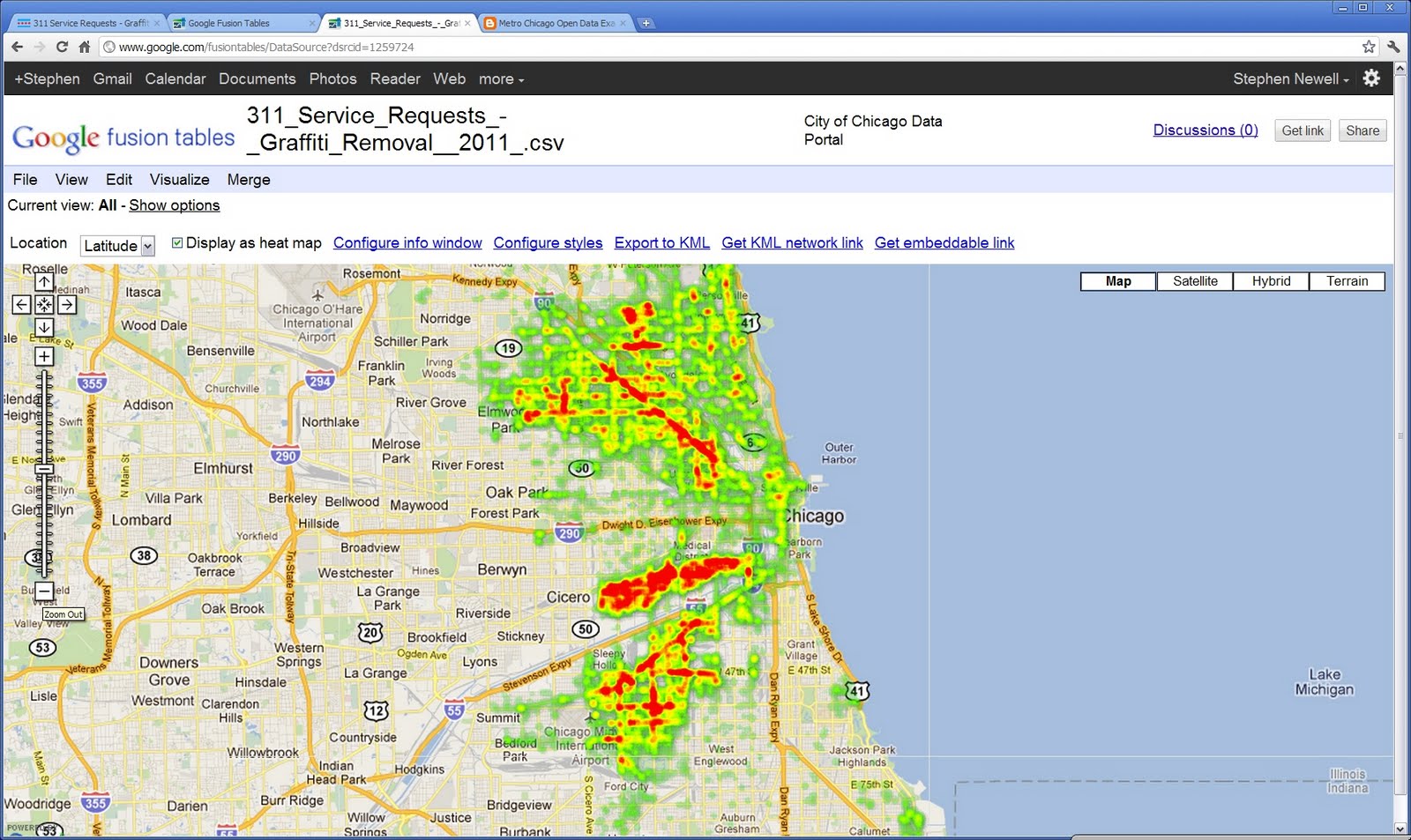 Metro Chicago Open Data Examples: Example #3 - Export data and create ...