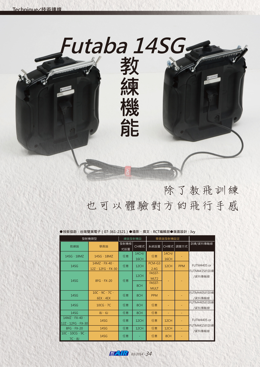 遙控技術雜誌｜RC TECH magazine: Futaba 14SG教練機能...除了教飛訓練，也可以體驗對方的飛行手感