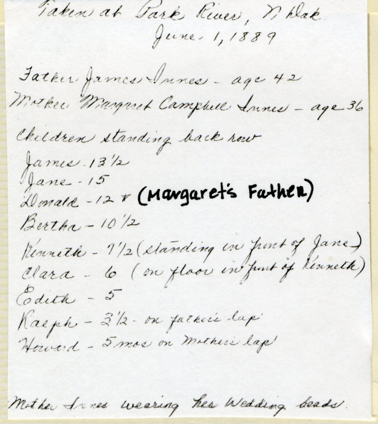 Dommer History: Margaret Innes & Family