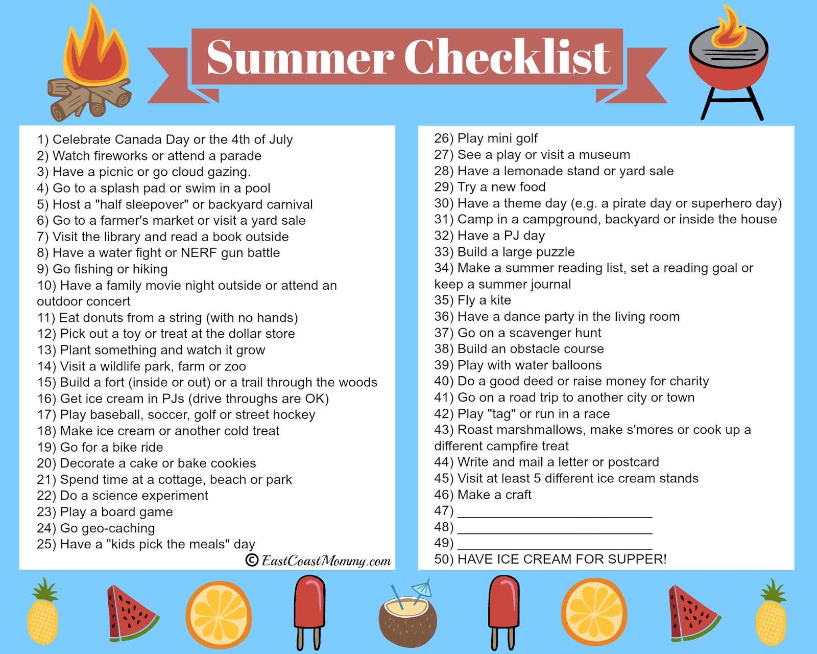 East Coast Mommy: 50 Simple Ways to Make Summer Memorable (and a FREE ...