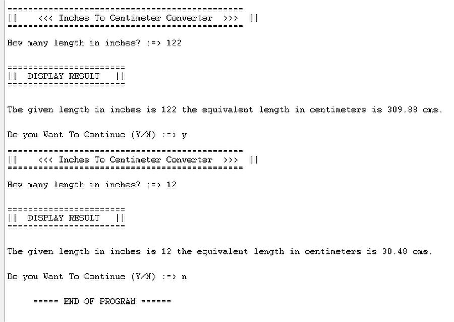 Free Programming Source Codes And Computer Programming Tutorials Inches To Centimeter Converter