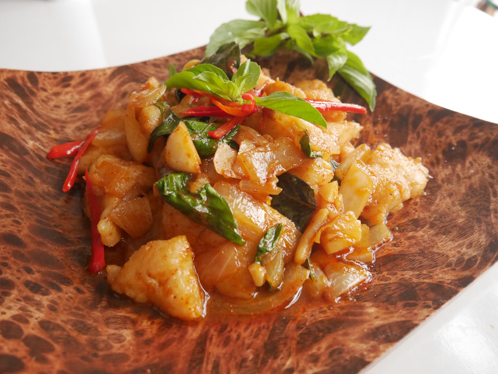 Stir Fried Fish with Sweet Basil and Chili Paste