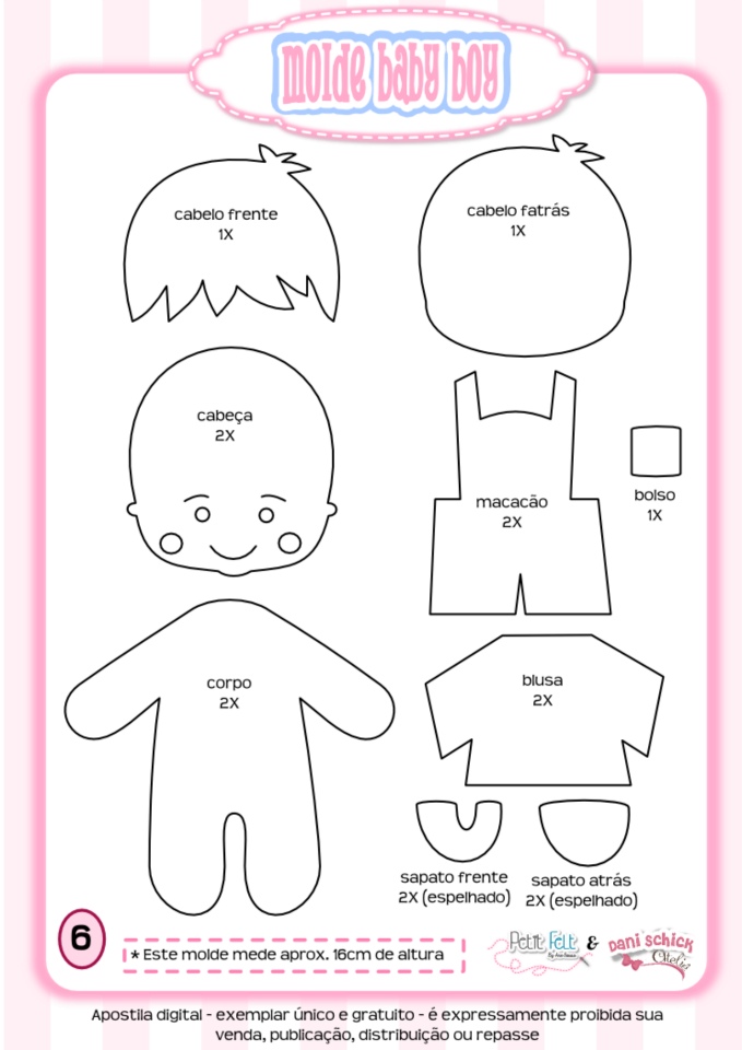 Baby Boy moldes grátis - Feltro e moldes para artesanato