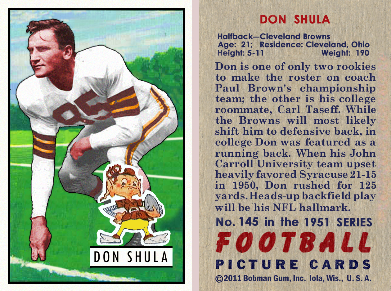 Bob Lemke's Blog: Custom '51B-style Shula rookie . . . almost wasn't