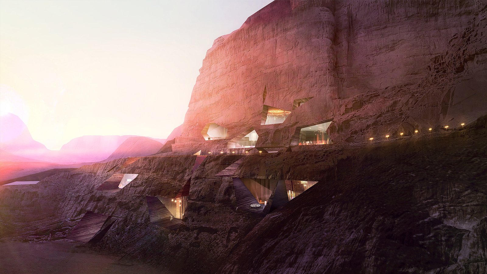Mars colony style resort at Wadi Rum by Chad Oppenheim | human Mars