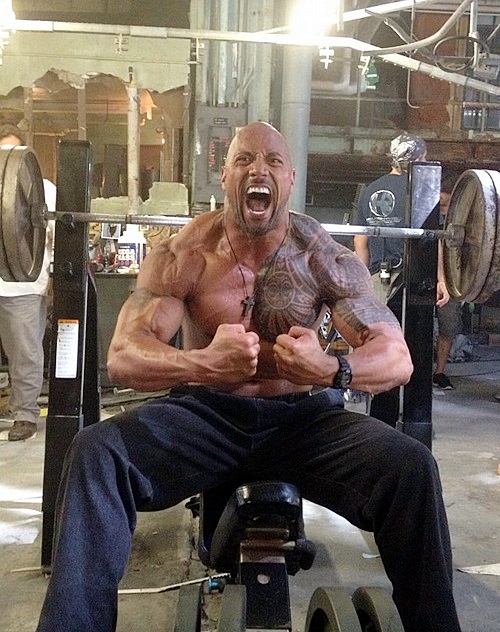 six star muscle: Dwayne Johnson bodybuilding