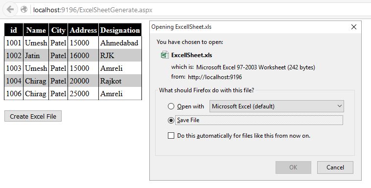 How to Generate ExcelSheet in Asp.Net - D365 F&O Solutions