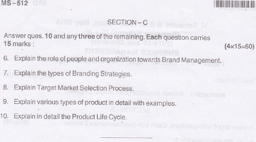 BU BBM Brand Management May 2016 Question Paper - University Question ...