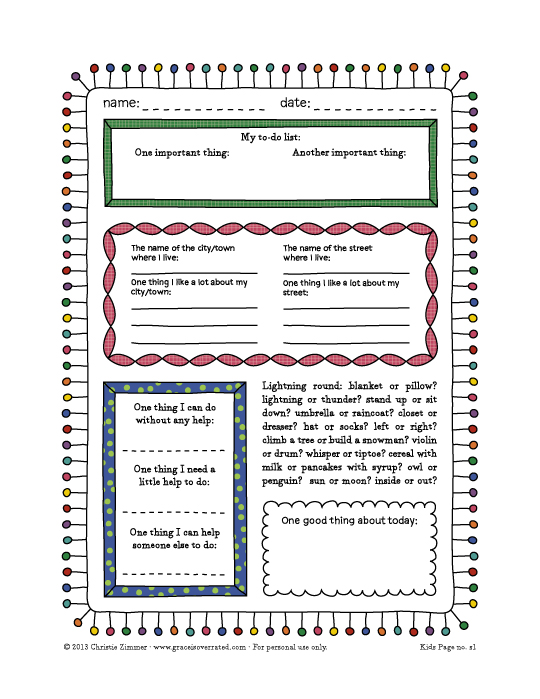 Adventures In Guided Journaling Journal Pages For Kids