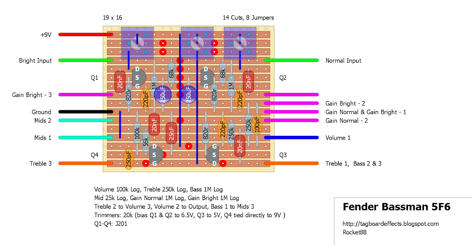 Guitar FX Layouts: Fender Bassman 5F6 Preamp