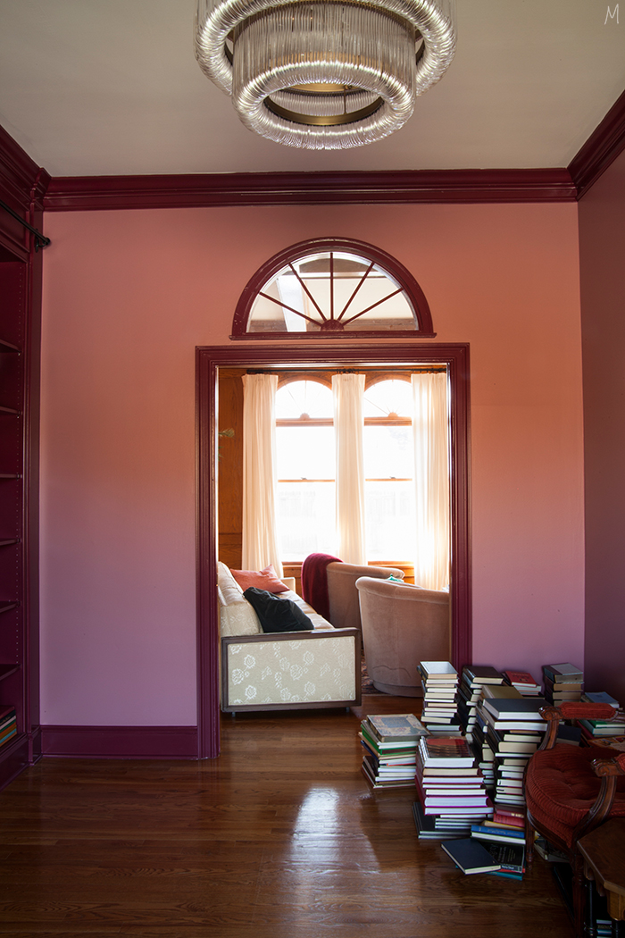 The Front Room: Moody Bookshelves and Pretty Lighting - The Makerista