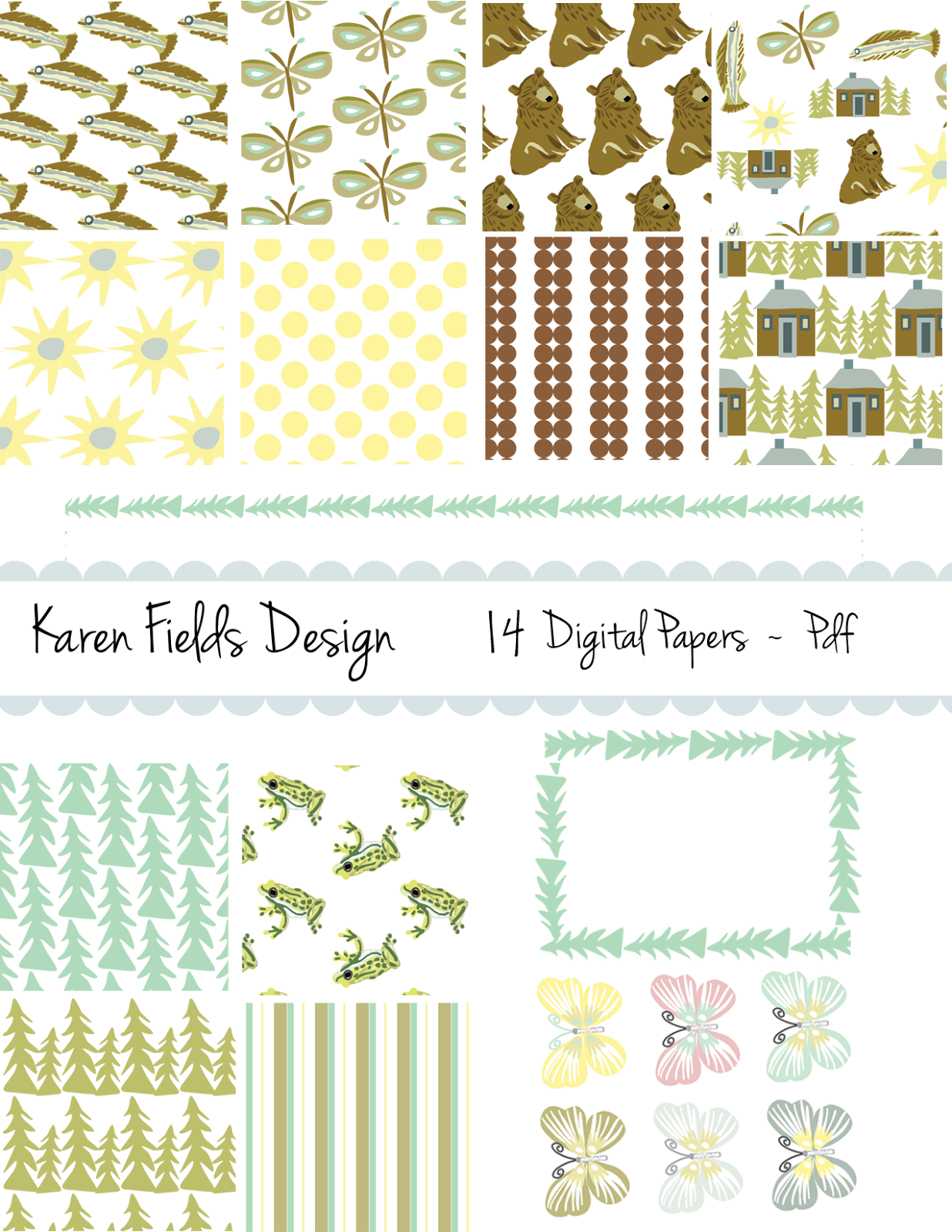 .: 14 Sweet Outdoorsy Scrapbook Papers