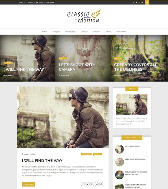 Classic Tradition Blogger Template - Design GuideXp