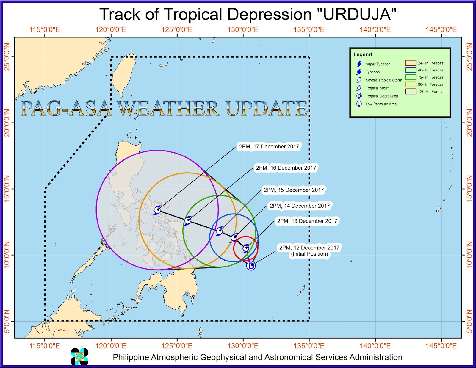 PAG-ASA Weather Update as of 5:00 PM today, 12 December 2017. - PH Trending