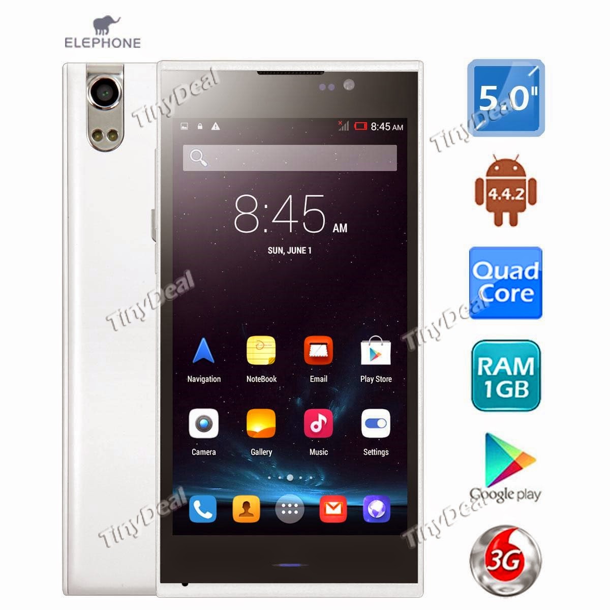 Cina economici smartphone: Bianco Elephone P10C 5.0 pollici IPS qHD 7 ...
