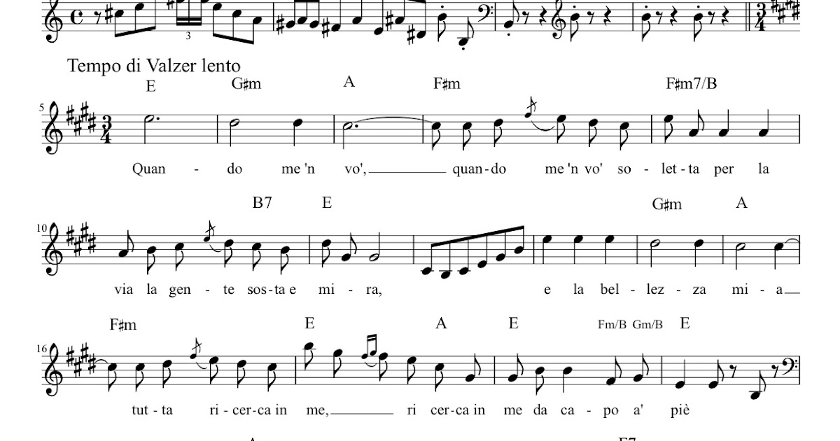 Lead sheet Giacomo Puccini "Quando m'en vo" / Musetta's Waltz ...