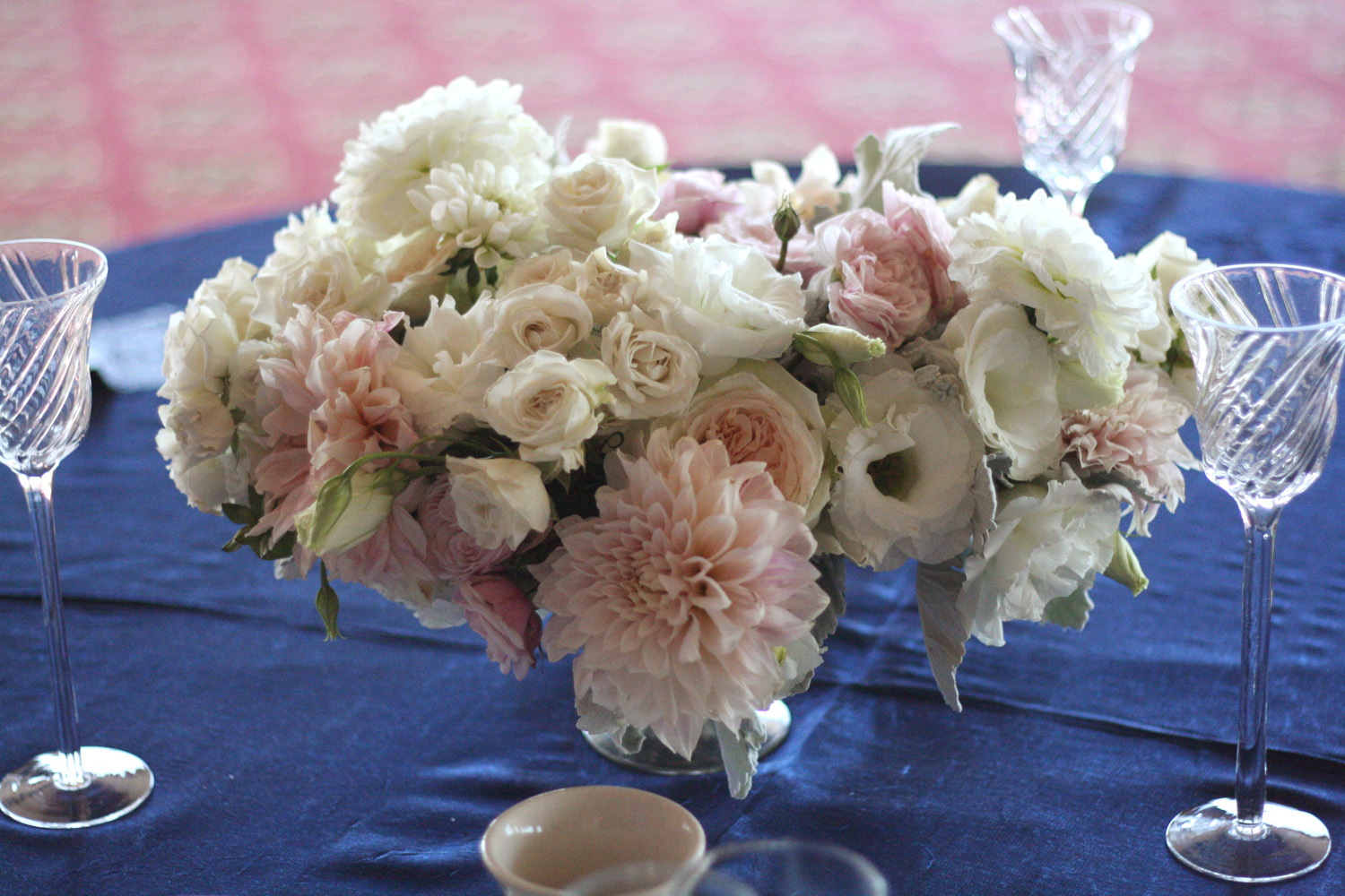 Oak & the Owl: White and Soft Pink Sample Centerpieces