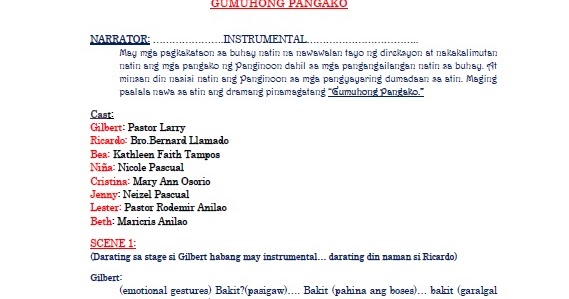 CHRISTIAN DRAMA SCRIPT TITLED "GUMUHONG PANGAKO" (TAGALOG LANGUAGE) -pdf