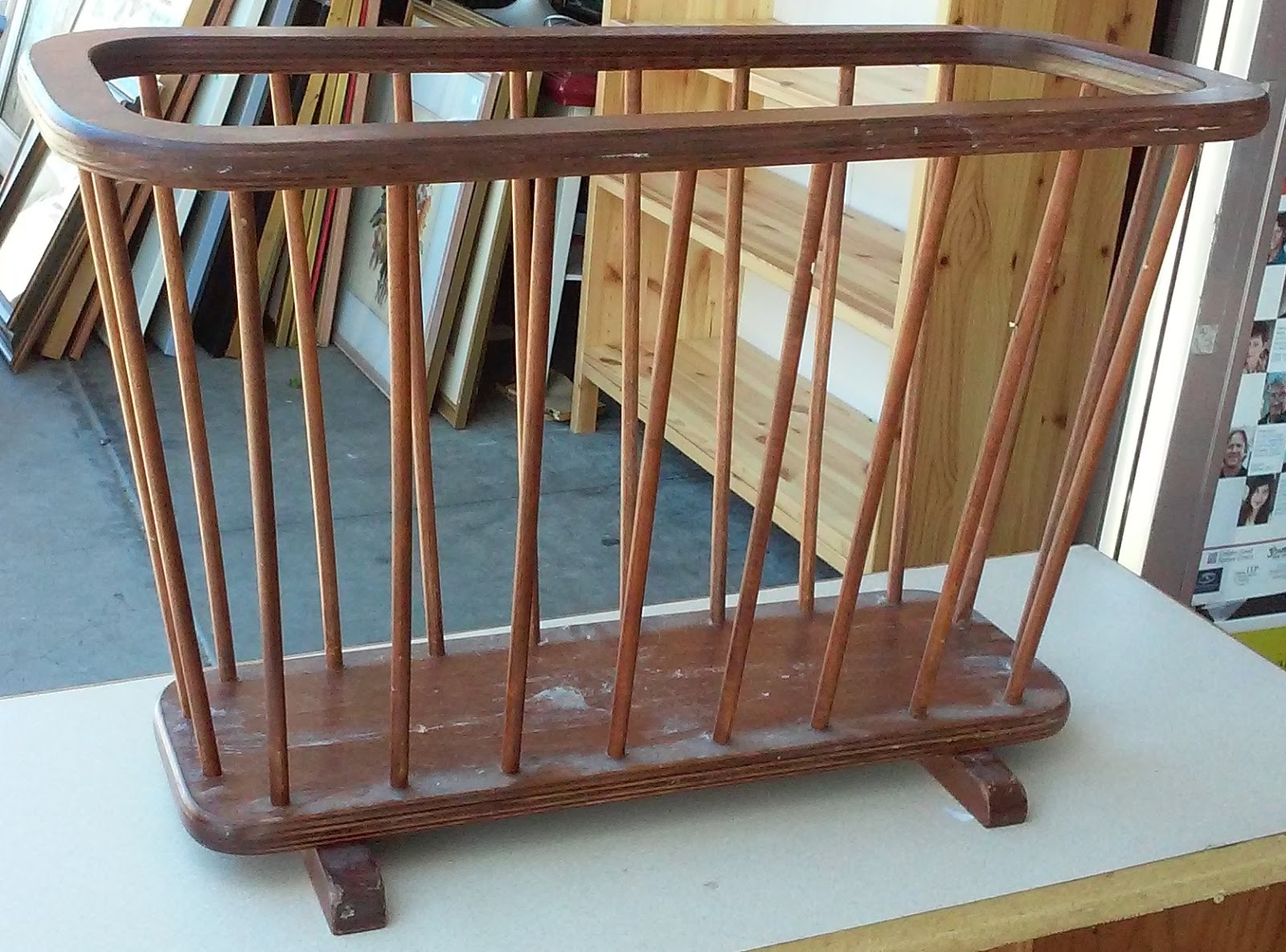 UHURU FURNITURE & COLLECTIBLES: SOLD Vintage Spindle Magazine Rack - $12