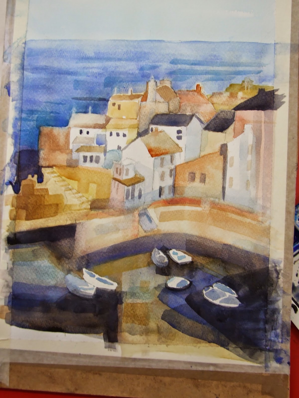 Gilly Marklew watercolour artist and tutor: STAITHES PAINTINGS FROM CLASS