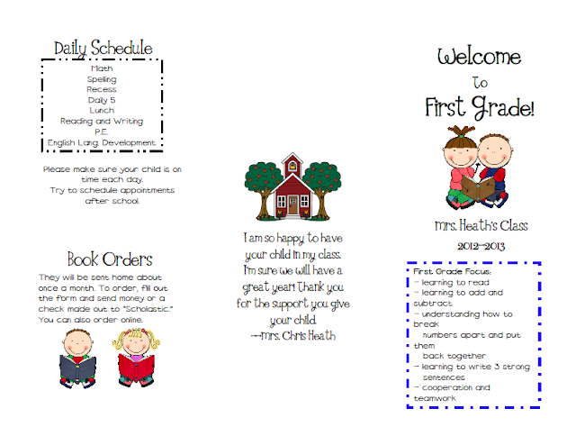 Back-to-School Night pamphlet - First Grade Found Me