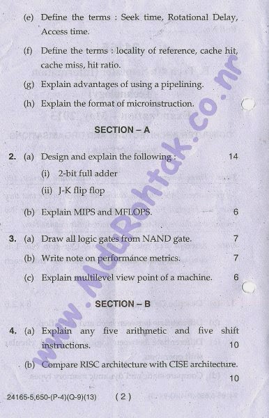 Computer architecture and organisation - CAO - May 2013 - B.Tech. 4th ...