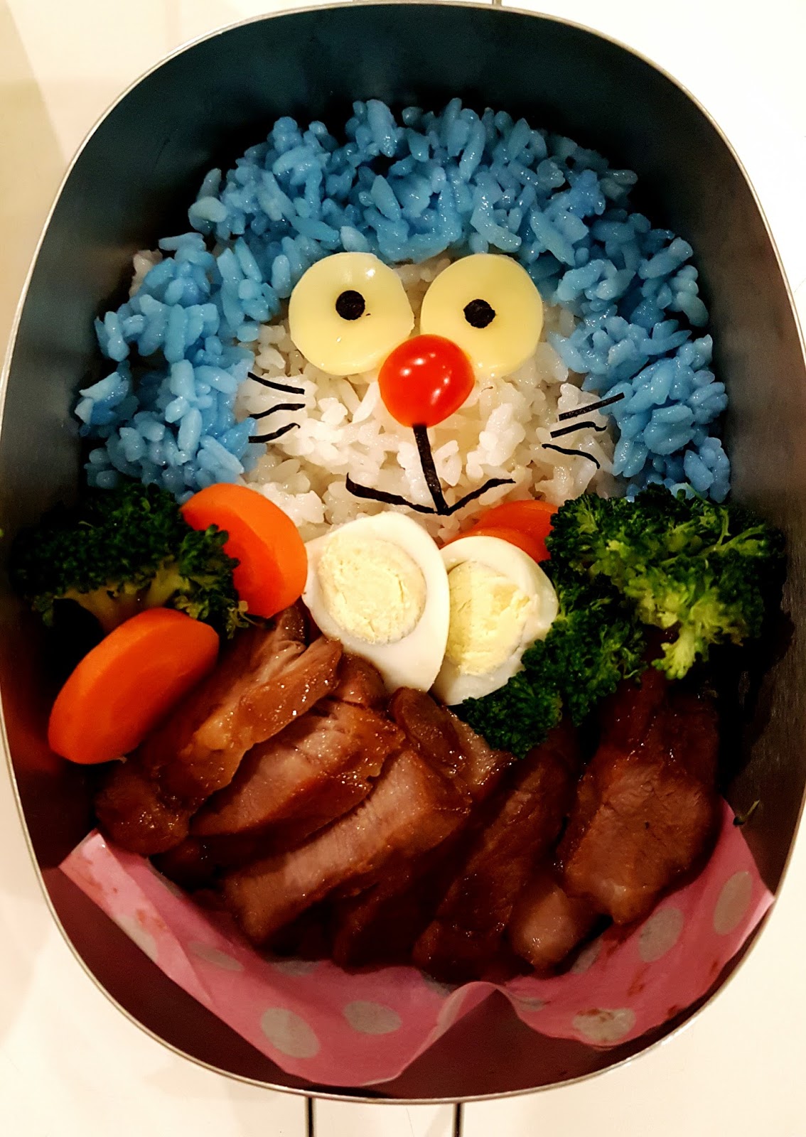 Bento #159 - True Blue Doraemon Char Siew Rice | Bento for Love